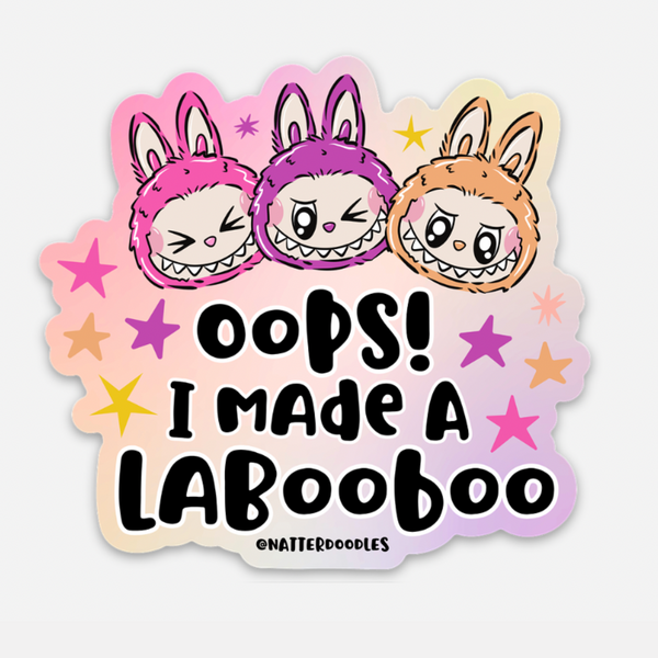 Oops I Made a Labooboo Labubu Sticker – Cute Pastel Collectible Waterp ...