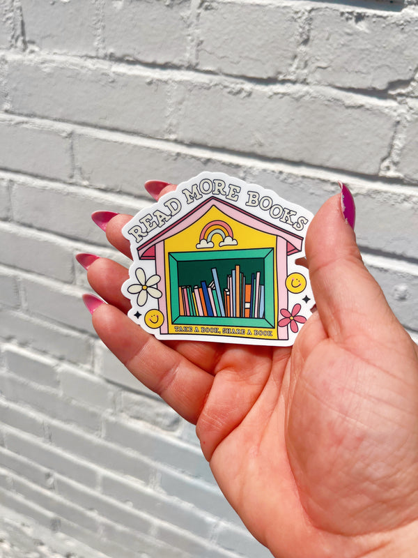 Little Library - Read More Books Sticker - NatterDoodle