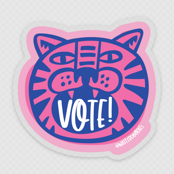 Vote! Fiercely Tiger Sticker – 3" Vinyl Political Activism Courage Roa ...