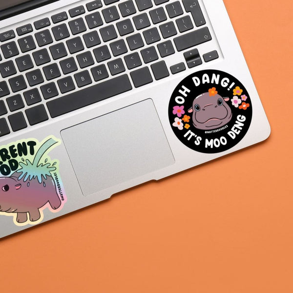 Oh Dang! It's Moo Deng Baby Pygmy Hippo Sticker - NatterDoodle