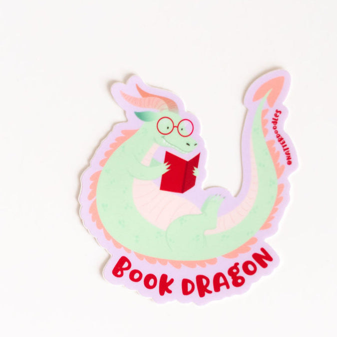 Book Dragon Sticker – NatterDoodle